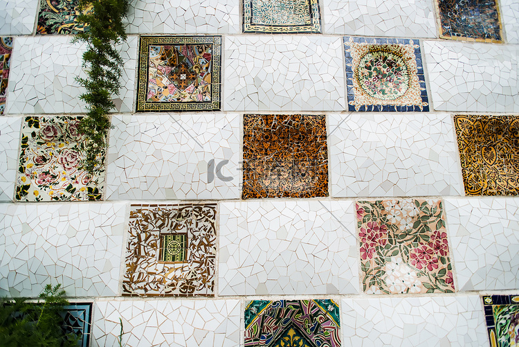 奎尔公园的马赛克瓷砖墙高清摄影大图-千库网