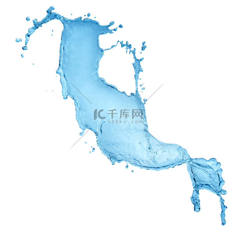蓝色的水溅高清摄影大图-千库网