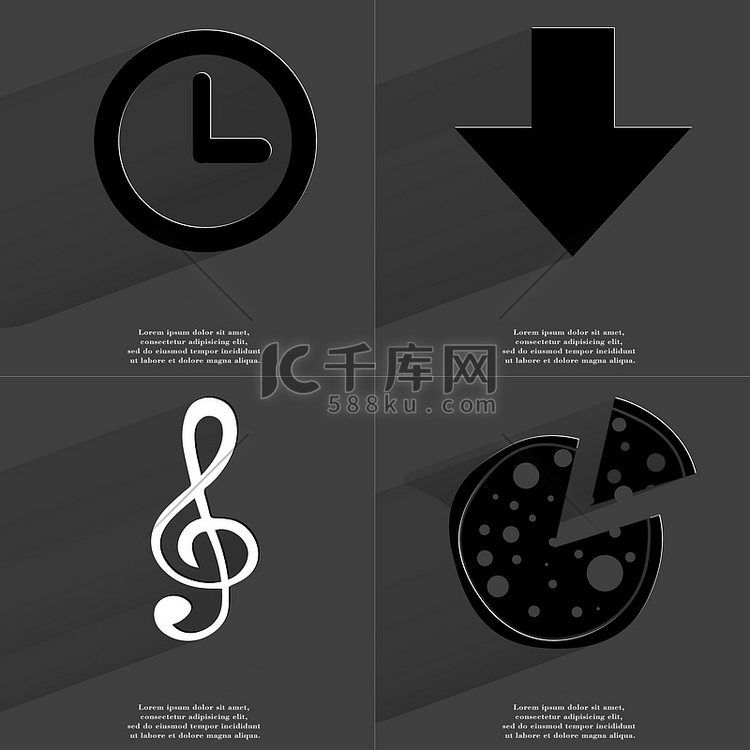 时钟、向下箭头、Clef、比萨。高清摄影大图-千库网