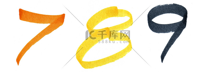 白底数字 7-9高清摄影大图-千库网