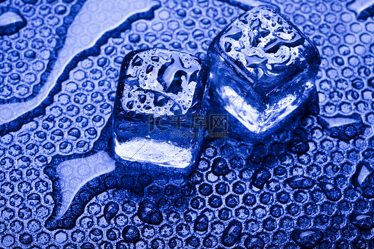 冰块背景，清新的蓝色主题高清摄影大图-千库网