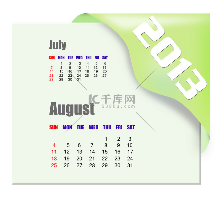 2013 年 8 月日历高清摄影大图-千库网