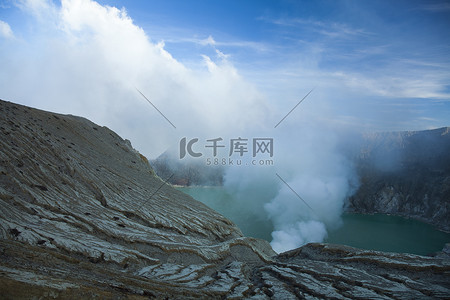 火山 Ijen，Java，印度尼西亚，明亮的五颜六色的生动的题材高清摄影大图-千库网
