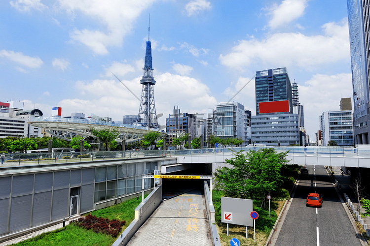 名古屋，日本城市天际线与名古屋塔。高清摄影大图-千库网