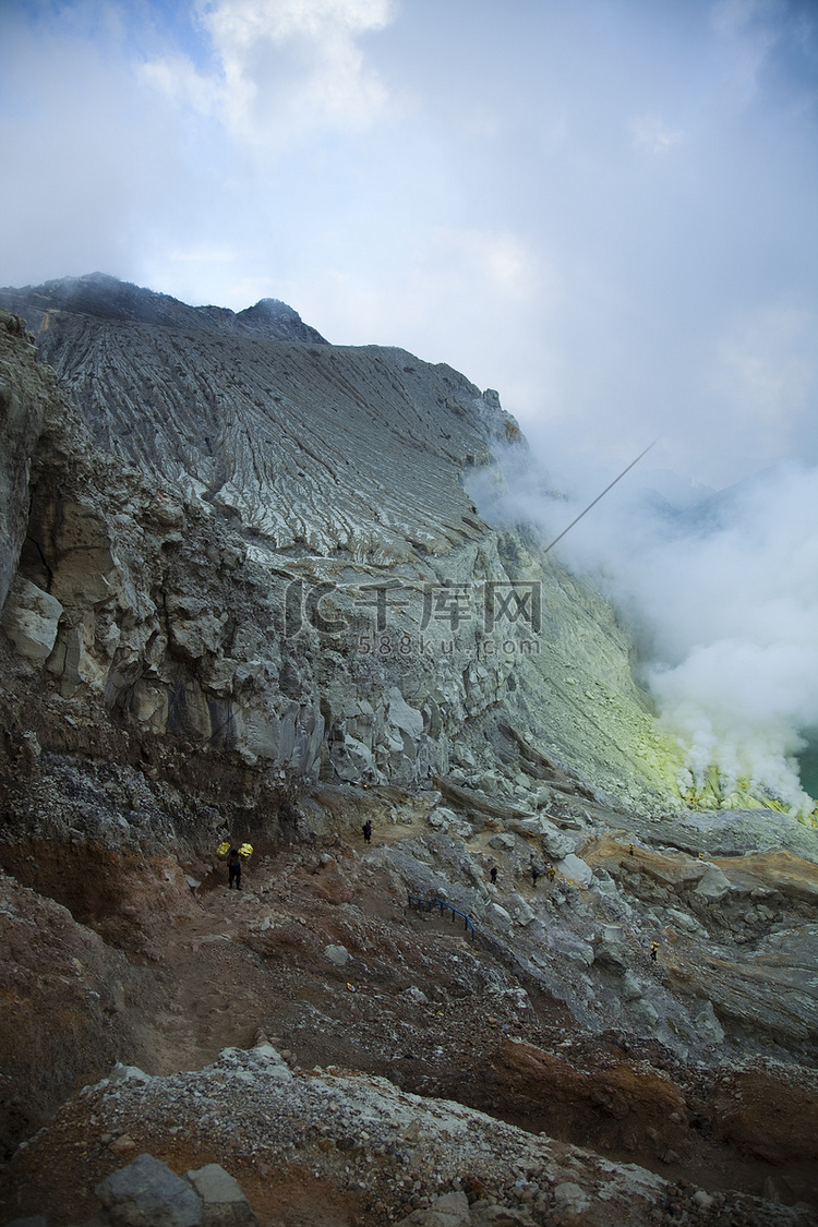 火山 Ijen，Java，印度尼西亚，明亮的五颜六色的生动的题材高清摄影大图-千库网