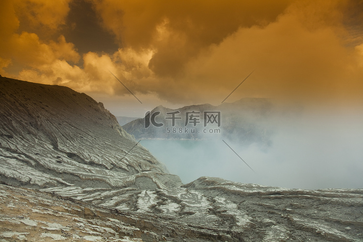 Ijen 火山口，爪哇，印度尼西亚高清摄影大图-千库网