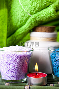 Spa、木碗海盐、新鲜有机概念高清摄影大图-千库网