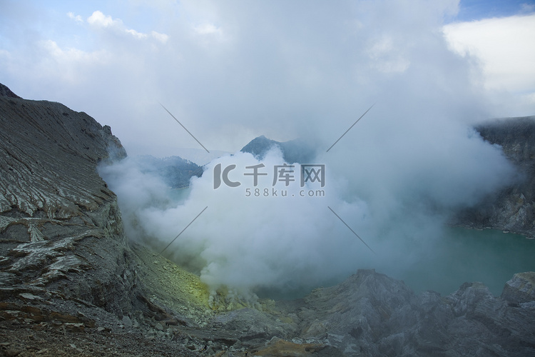 火山 Ijen，Java，印度尼西亚，明亮的五颜六色的生动的题材高清摄影大图-千库网