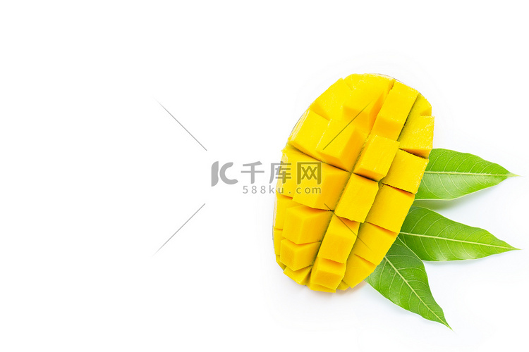 热带水果，白色背景上的芒果。高清摄影大图-千库网