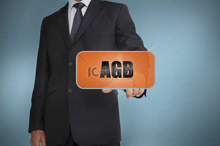 商人选择上面写着 agb 的橙色标签高清摄影大图-千库网