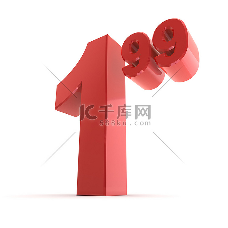 实心价格标签编号 1.99 - 亮红色高清摄影大图-千库网