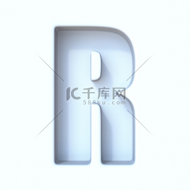 白洞阴影字体字母 R 3d高清摄影大图-千库网