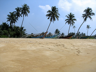 "在卡卢特勒附近海滩的小船。斯里兰卡，印度洋"高清摄影大图-千库网