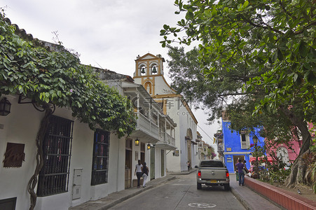 卡塔赫纳，旧城街景，哥伦比亚，南美高清摄影大图-千库网