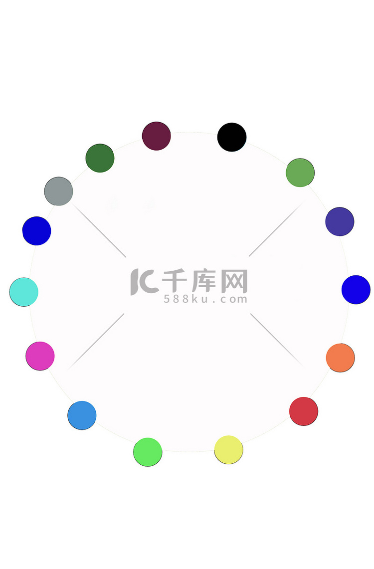 白色背景上以圆圈形式出现的所有颜色的调色板高清摄影大图-千库网