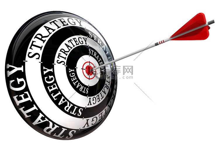 在白色 backg 上隔离的目标概念图像上的策略词高清摄影大图-千库网