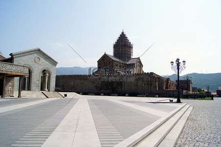 格鲁吉亚古都外景 — 麦克塞塔 — 格鲁吉亚的象征之一高清摄影大图-千库网