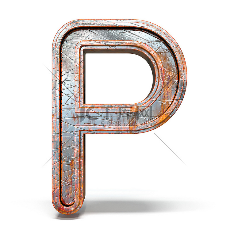 生锈的金属字体字母 P 3d高清摄影大图-千库网