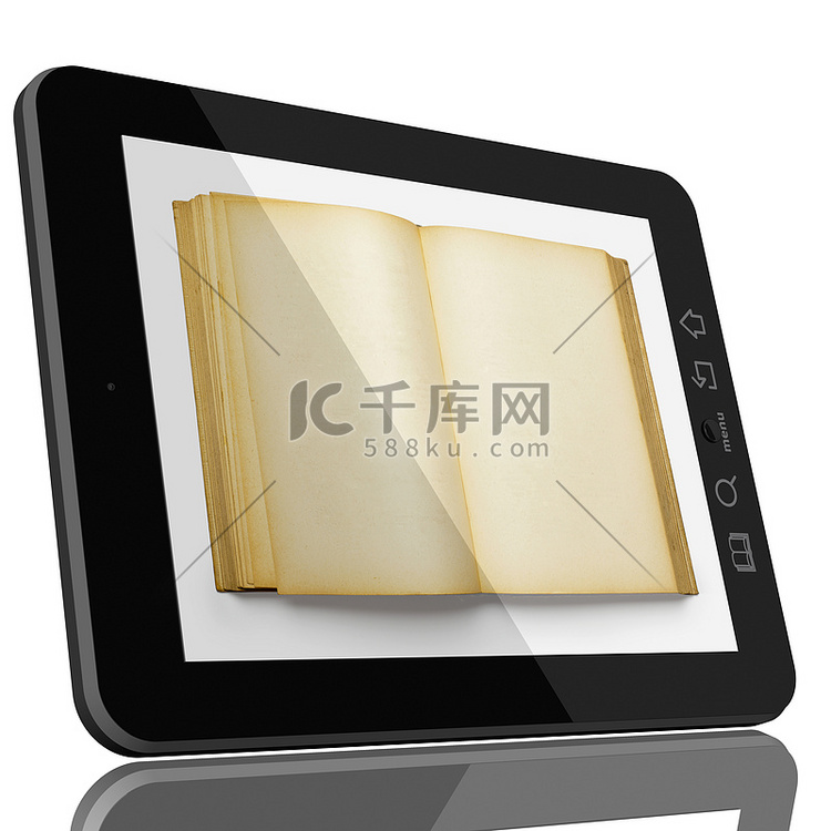 Tablet Pc 计算机和书籍-数字图书馆概念高清摄影大图-千库网