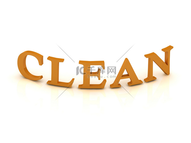 带有橙色字母的 CLEAN 标志高清摄影大图-千库网