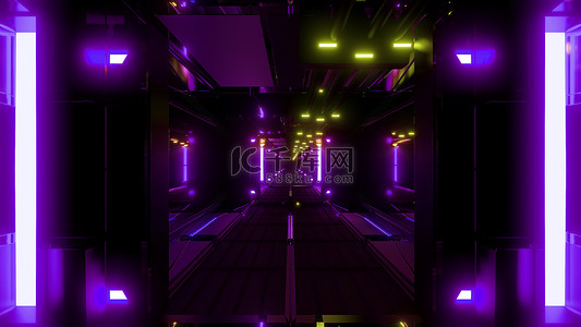 漂亮的发光太空隧道背景墙纸 3d 渲染高清摄影大图-千库网