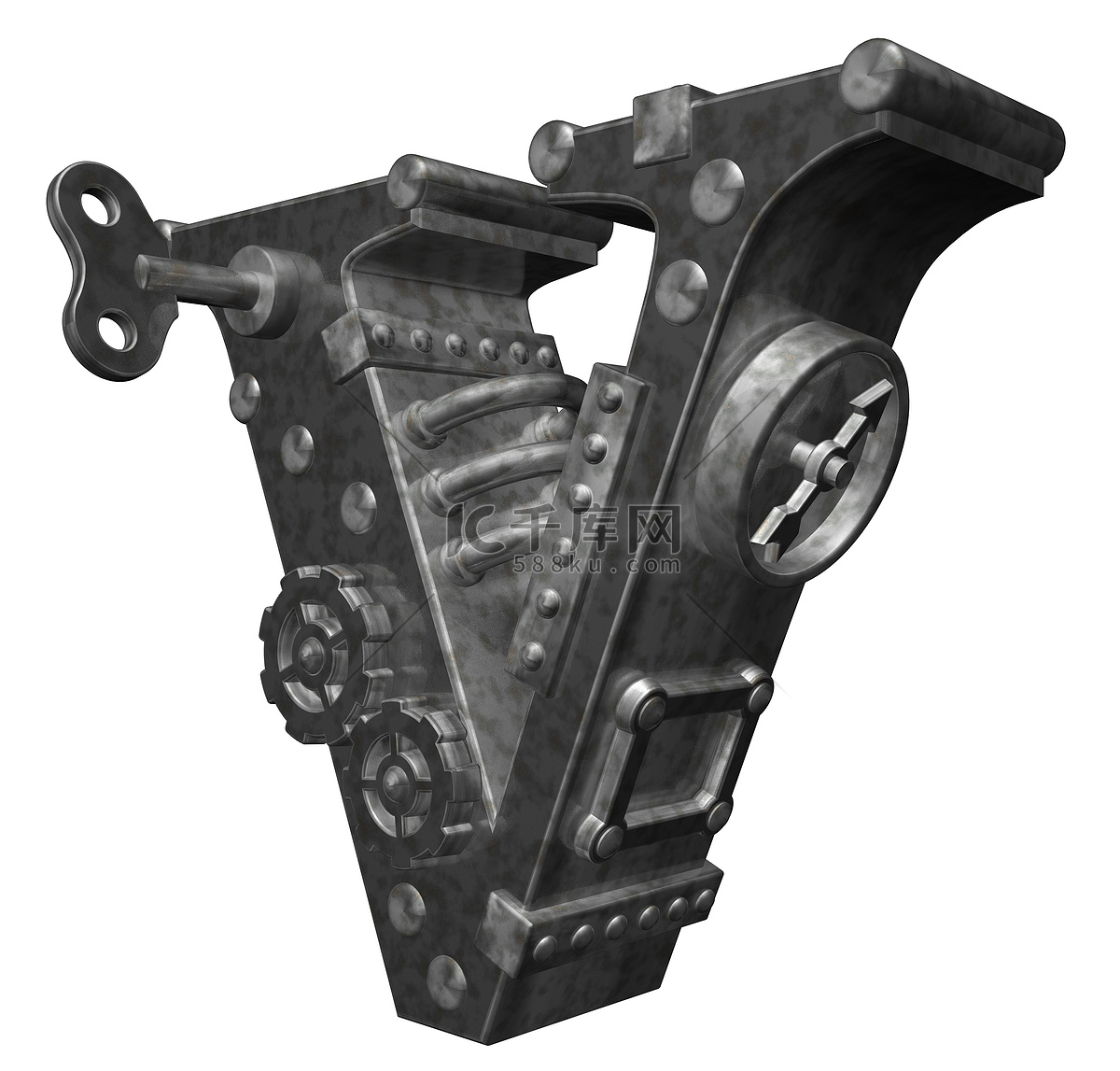 蒸汽朋克字母 v高清摄影大图-千库网