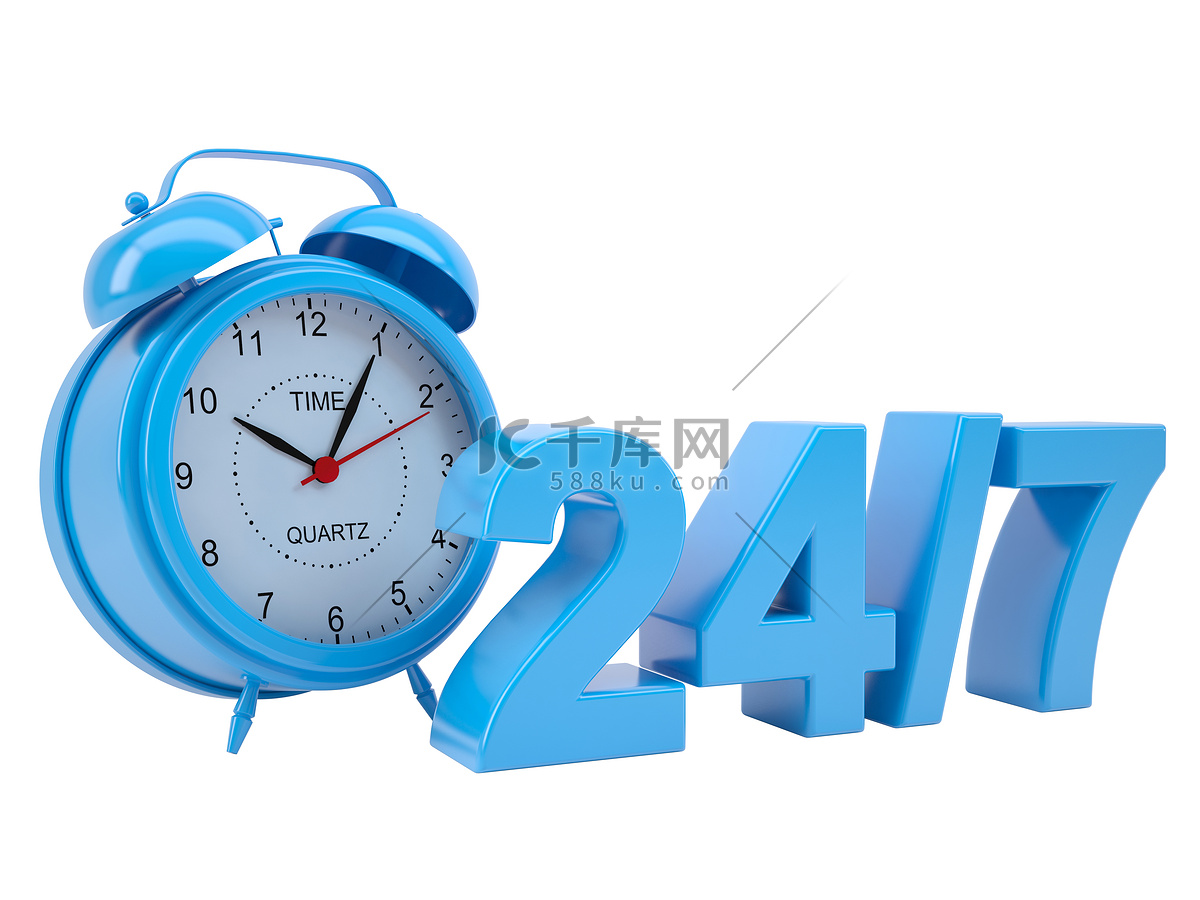刻有 24/7 字样的时钟高清摄影大图-千库网