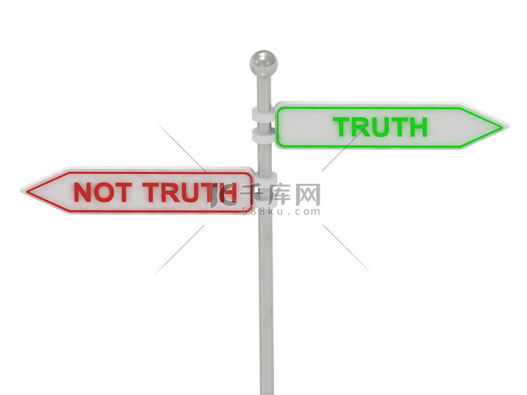 带有红色“NOT TRUTH”和绿色“TRUTH”的标志高清摄影大图-千库网