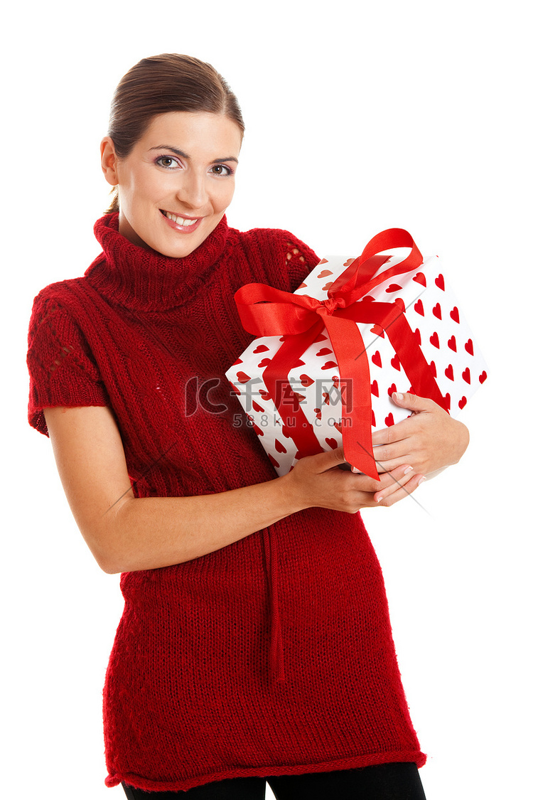 拿着礼物的女人高清摄影大图-千库网
