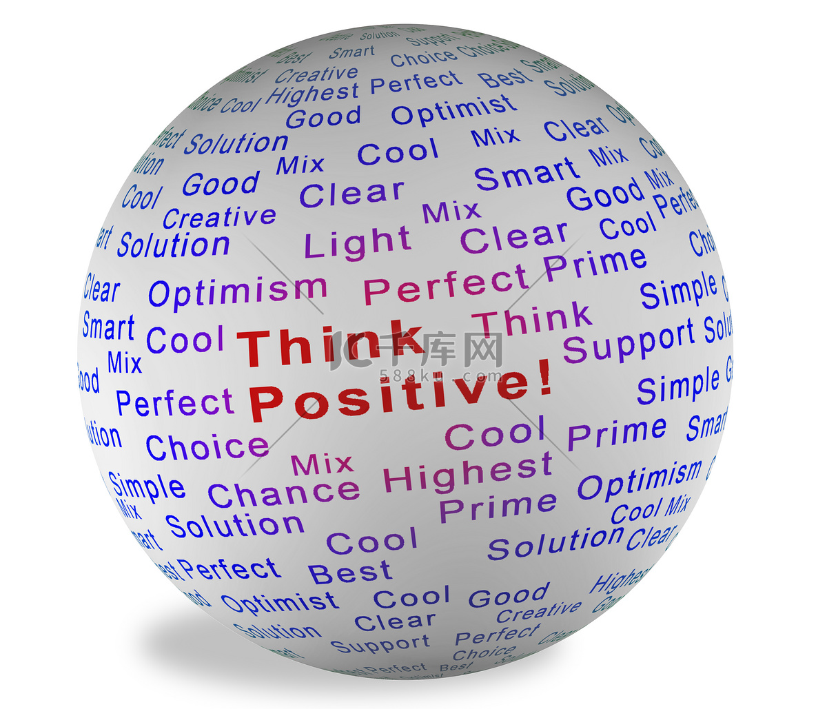 带有铭文的插图球 Think Positive高清摄影大图-千库网