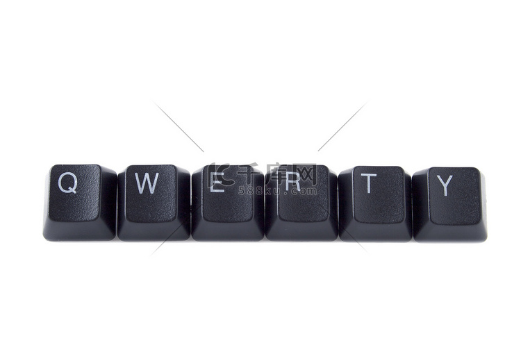 黑色键盘上的 QWERTY 拼写高清摄影大图-千库网