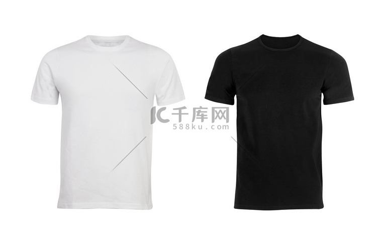 黑色和白色男士 T 恤高清摄影大图 千库网