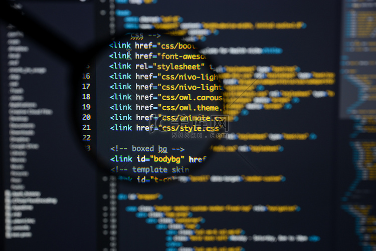 真正的 Html 代码开发屏幕。高清摄影大图-千库网