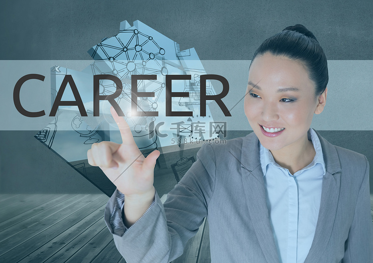 女性指着职业的数字合成高清摄影大图-千库网