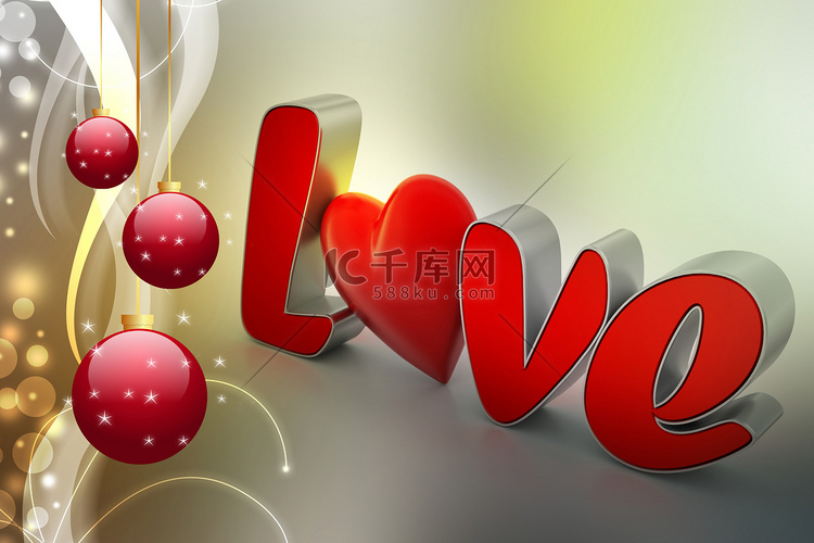 红色爱心，情人节概念高清摄影大图-千库网