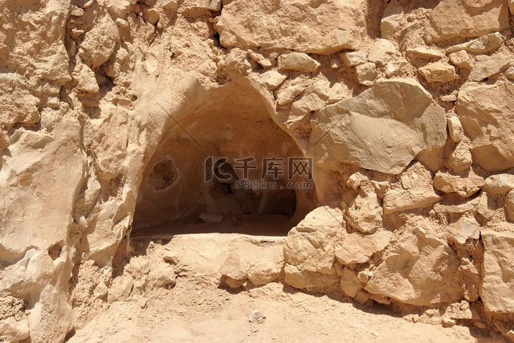 以色列马萨达古堡遗址墙中的天角壁龛高清摄影大图-千库网