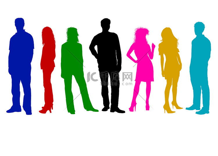 7 个有色人种的朋友 - 男人和女人高清摄影大图-千库网