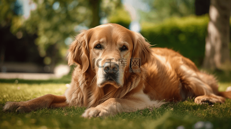 一只狗躺在地上的特写高清摄影大图-千库网