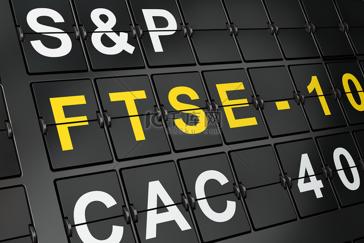 股票市场指数概念：FTSE-100 在机场板背景高清摄影大图-千库网