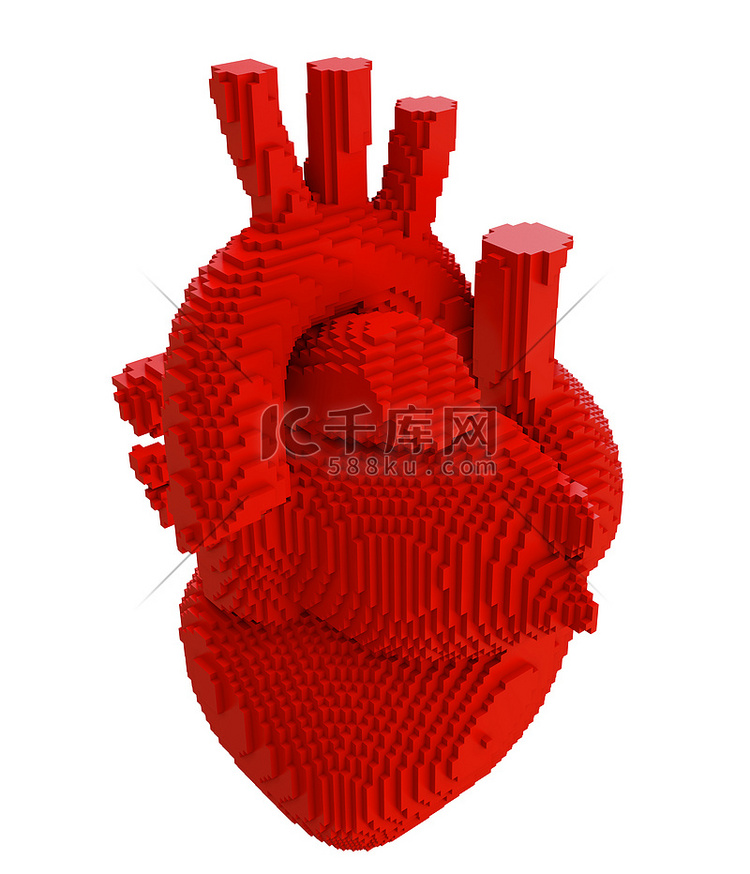 孤立的 3d 打印心脏高清摄影大图-千库网