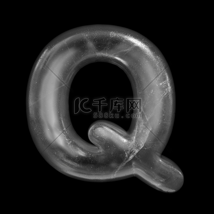 Ice letter Q - 大写 3d Winter 字体 - 适用于自然、冬季或圣诞节相关主题高清摄影大图-千库网