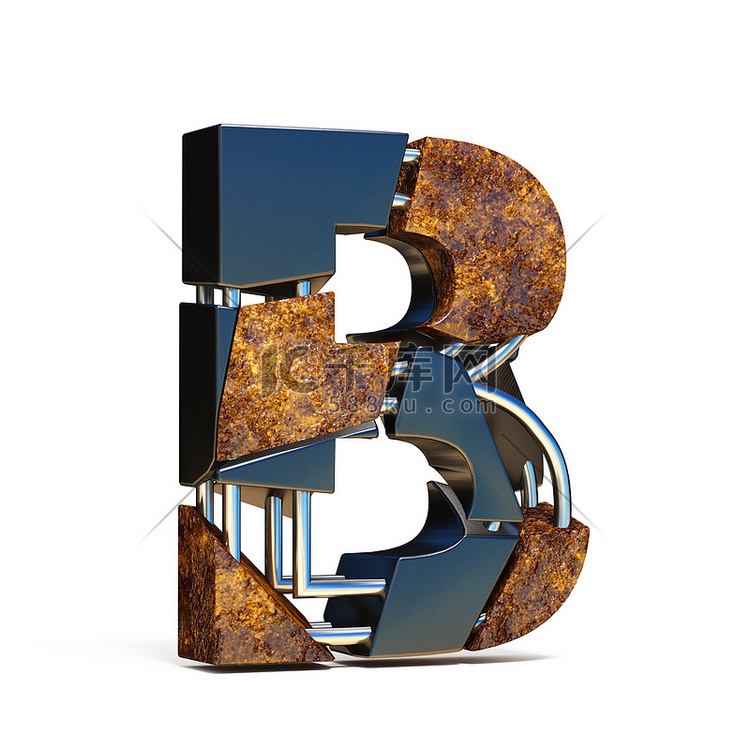 黑棕断裂字体 LETTER B 3D高清摄影大图-千库网