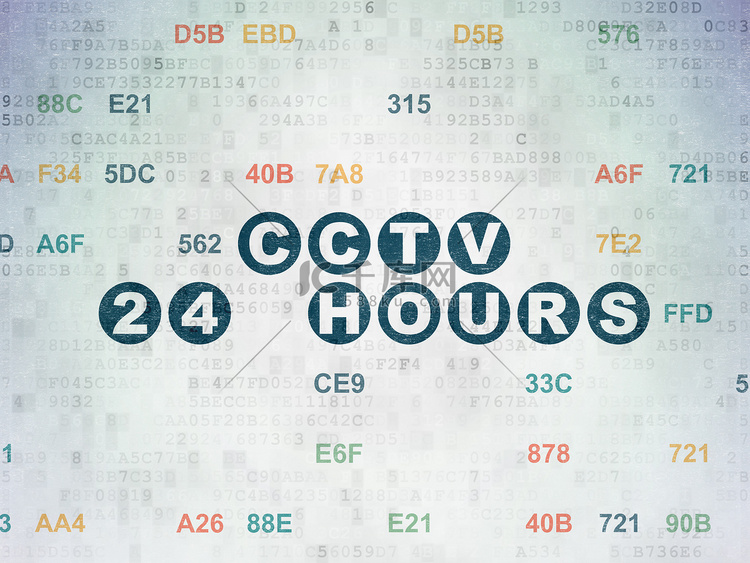 安全概念：CCTV 24 小时数字数据纸背景高清摄影大图-千库网