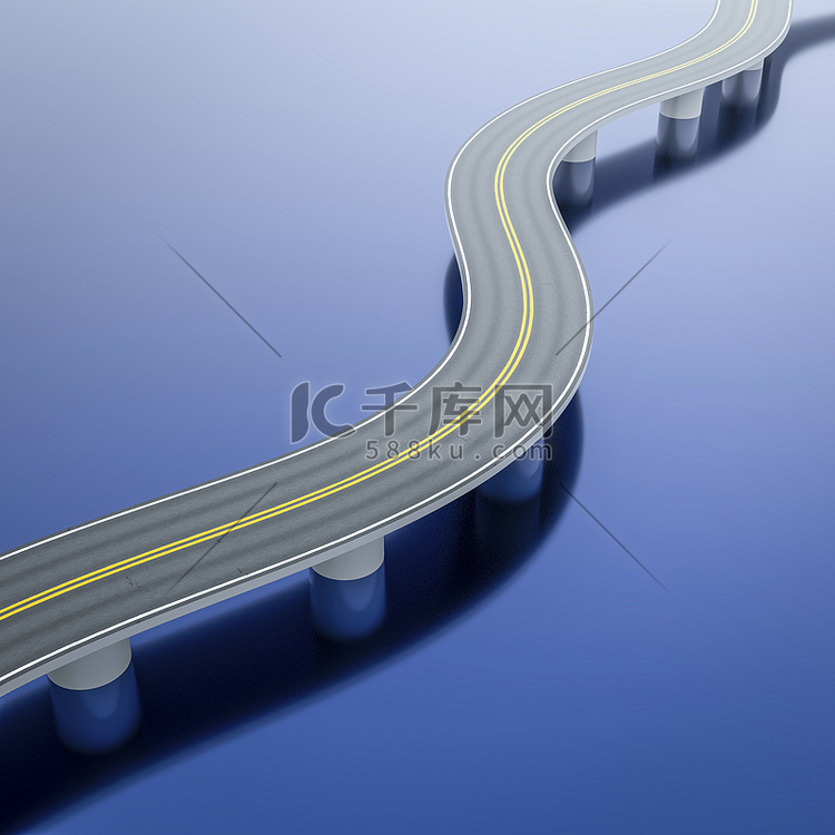 一座蜿蜒的海上公路桥高清摄影大图-千库网