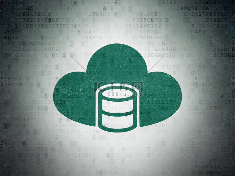云技术概念：数字纸背景上的云数据库高清摄影大图-千库网