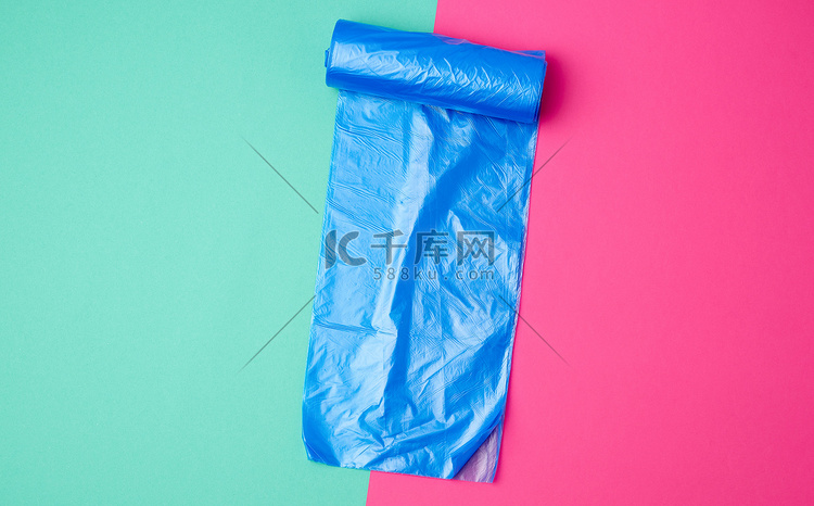 用于收集垃圾的详细蓝色塑料袋高清摄影大图-千库网