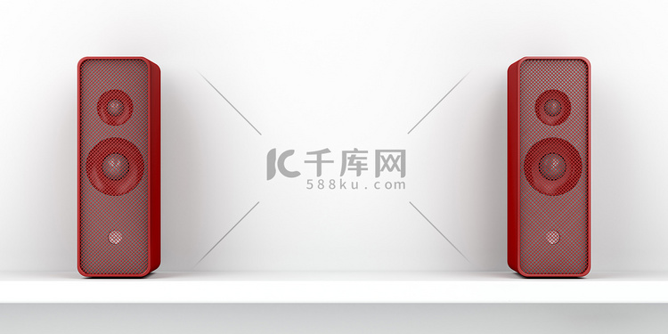 红色立体声扬声器高清摄影大图-千库网