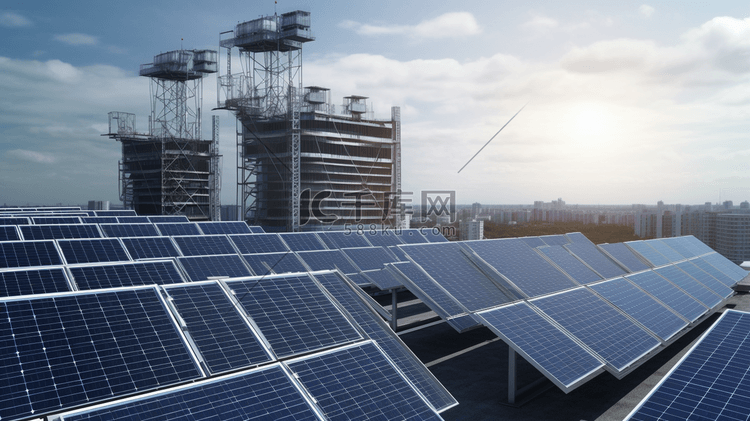 光伏发电太阳能板高清摄影大图-千库网