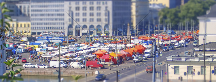 芬兰赫尔辛基集市广场鸟瞰图高清摄影大图-千库网
