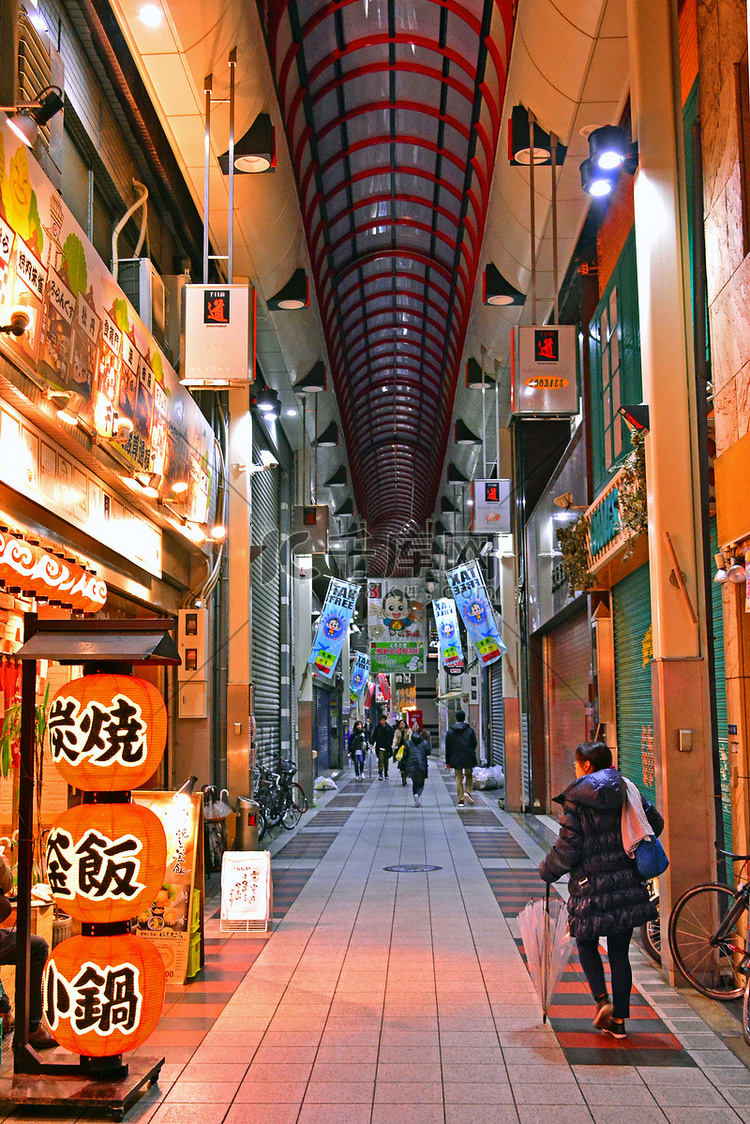 日本大阪难波惠比寿桥筋商店街高清摄影大图-千库网